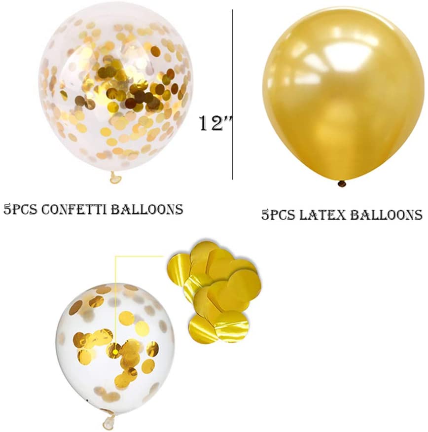 Gold Confetti & Metallic Balloons | Set of 10 – Decoren